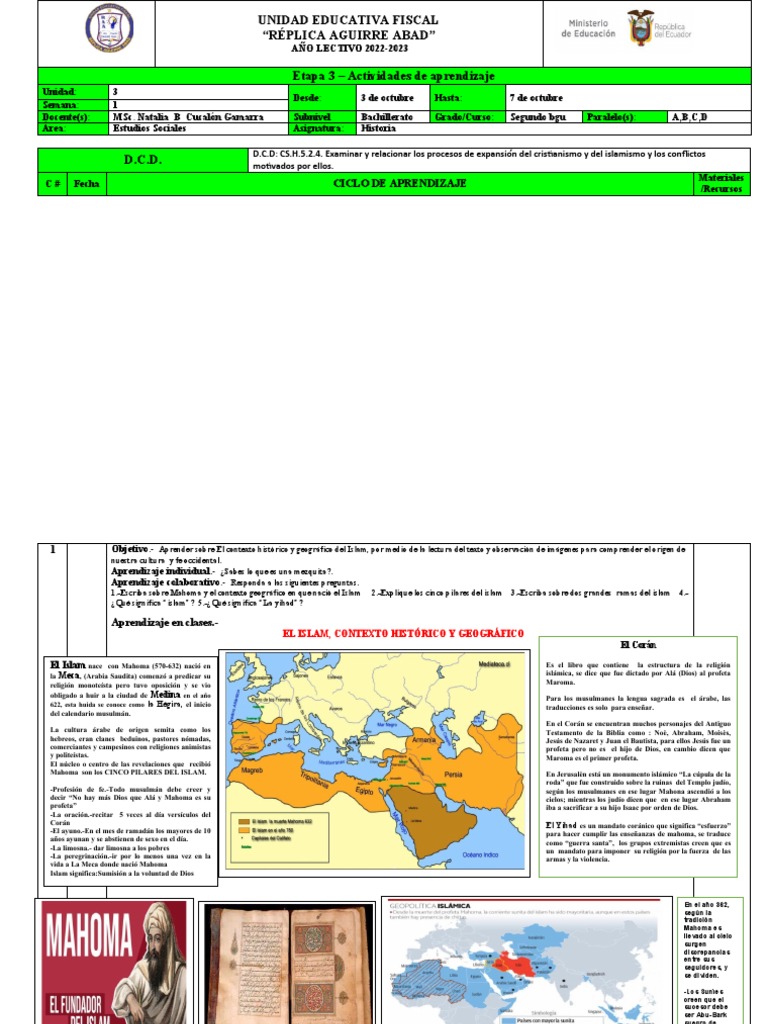Clase 1.2do Bgu-2do P-2doQ | PDF | Mahoma | Corán