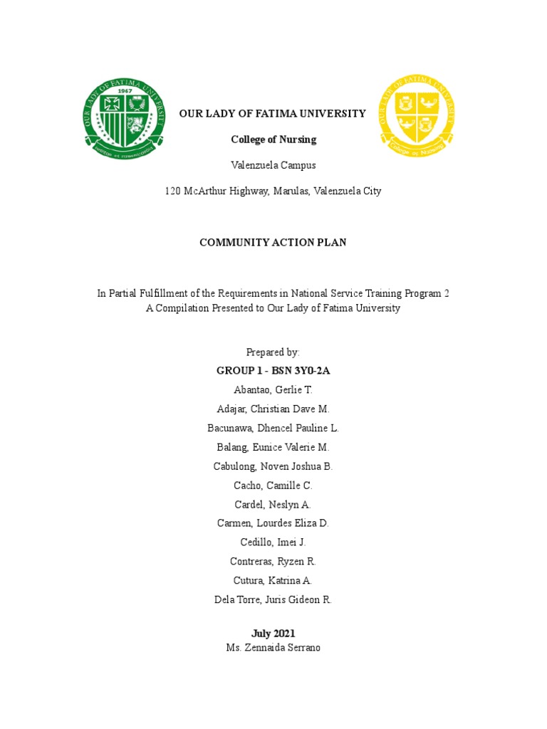 Sample - Project Proposal NSTP 112 Community Action Plan | PDF ...