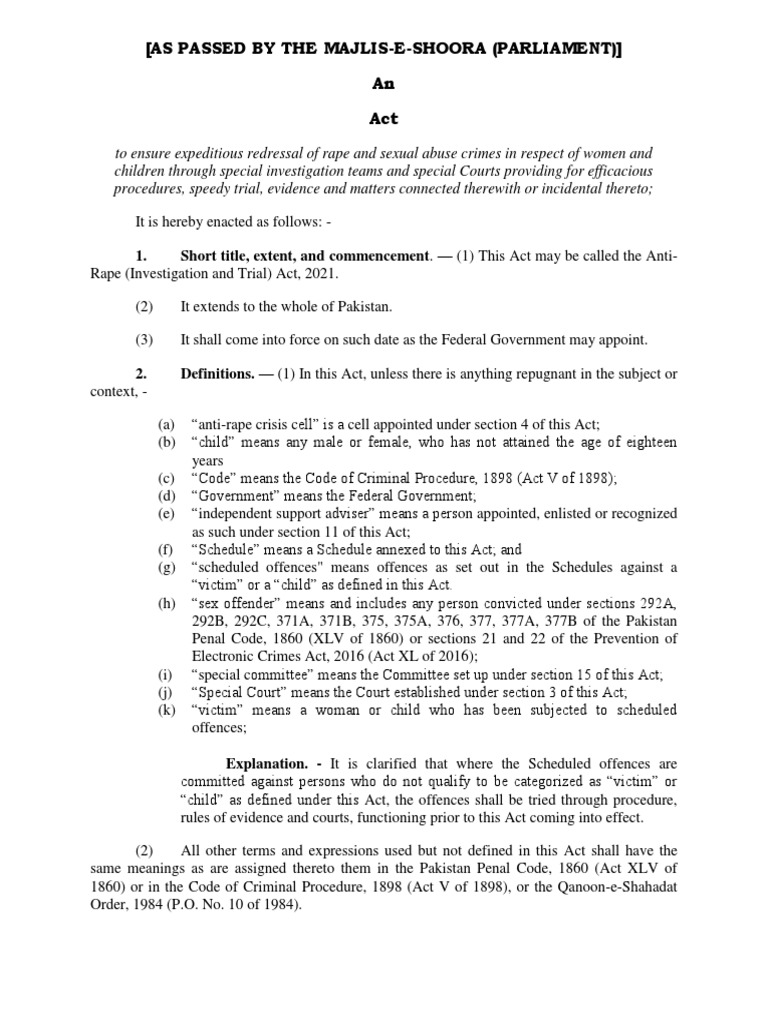 Anti-Rape Act: Swift Justice for Victims | PDF