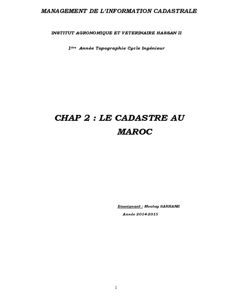 Cadastre Juridique et National au Maroc | PDF