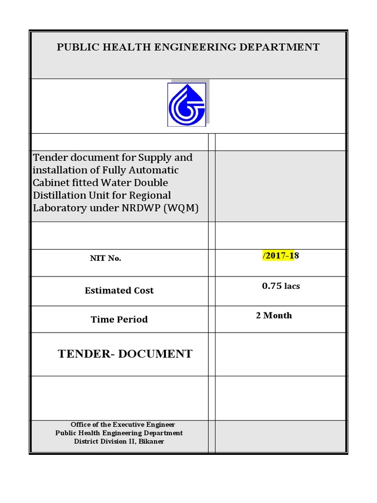 Tender for Water Distillation Unit Supply | PDF | Prices ...