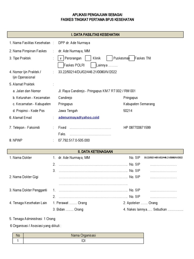 Aplikasi Pengajuan Kerjasama Faskes BPJS Kesehatan | PDF