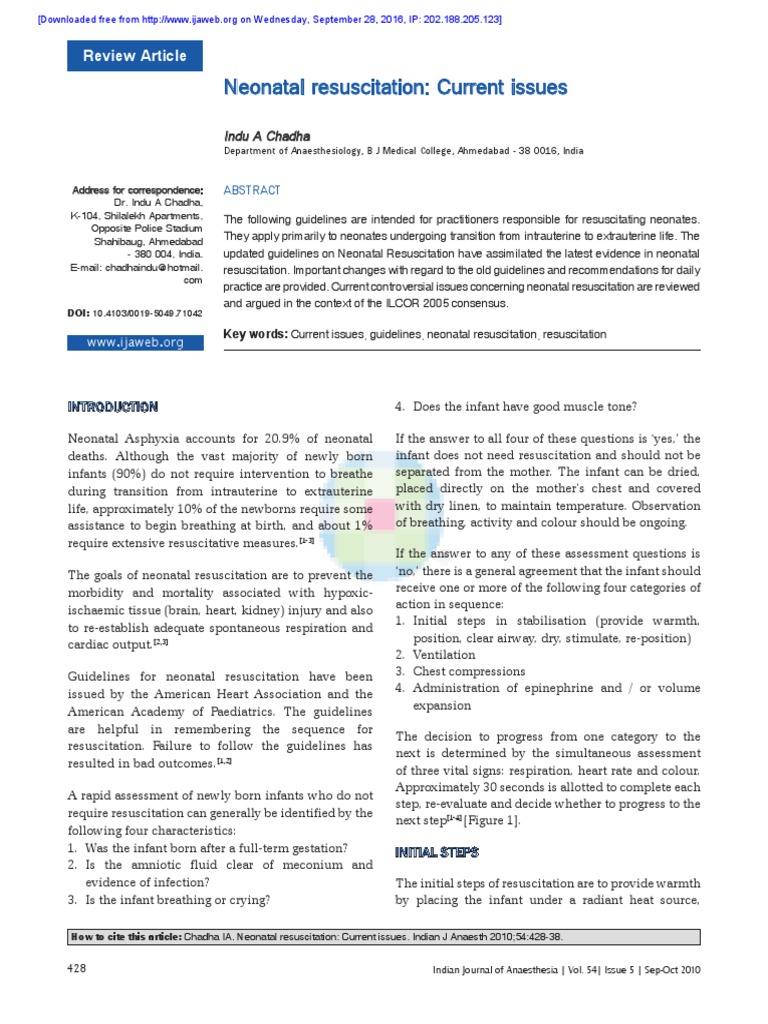 Neonatal Resuscitation Current Issues | PDF | Cardiopulmonary ...