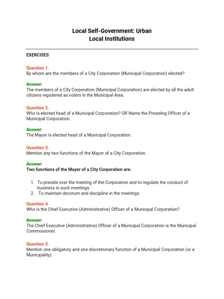 Local Self Government | PDF | Governance | Government