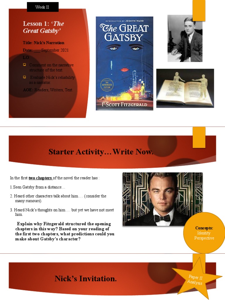WK 2 Gatsby | PDF | The Great Gatsby | Narration