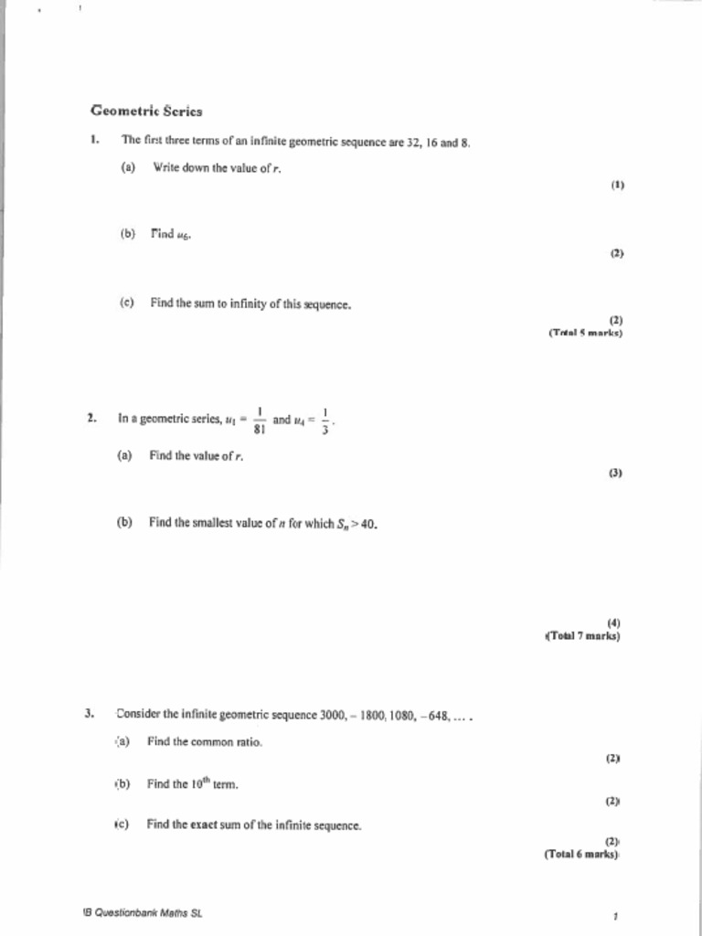 Exam Style Questions Geometric Series Pdf