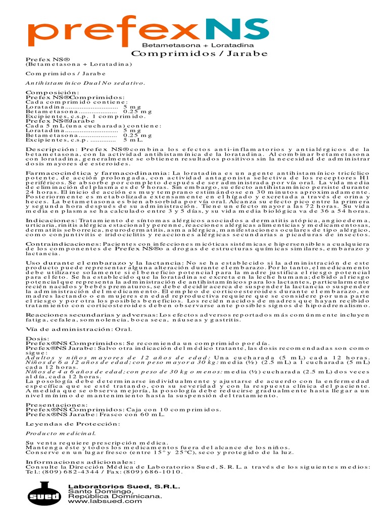 Prefex NS Inserto 2014 | PDF | Alergia | Amamantamiento