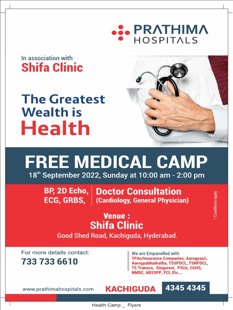 Free Health Camp - Shifa Clinic - Flyer | PDF