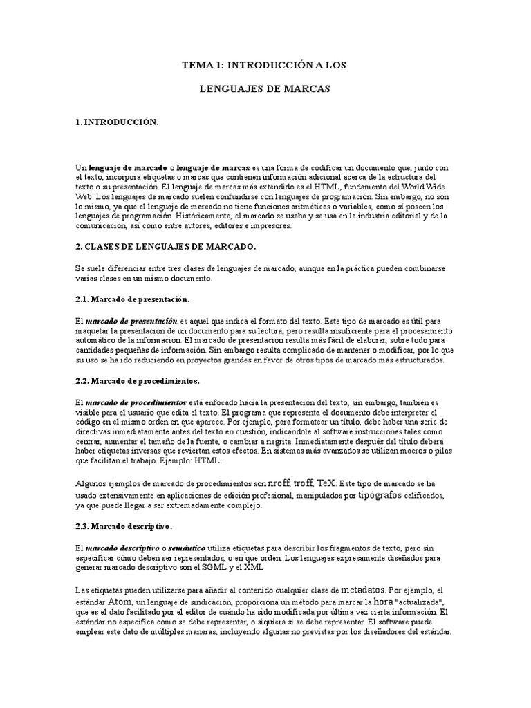 Tema 1 | PDF | Lenguaje de marcado | Xml