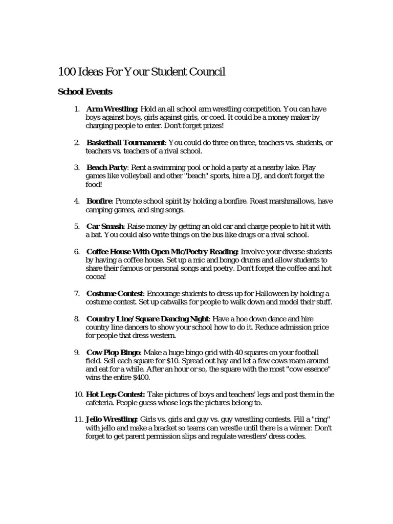 100 Ideas For Your Student Council - Studentcouncilideas | PDF ...
