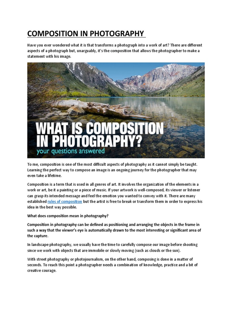 Composition in Photography | PDF | Composition (Visual Arts) | Photograph
