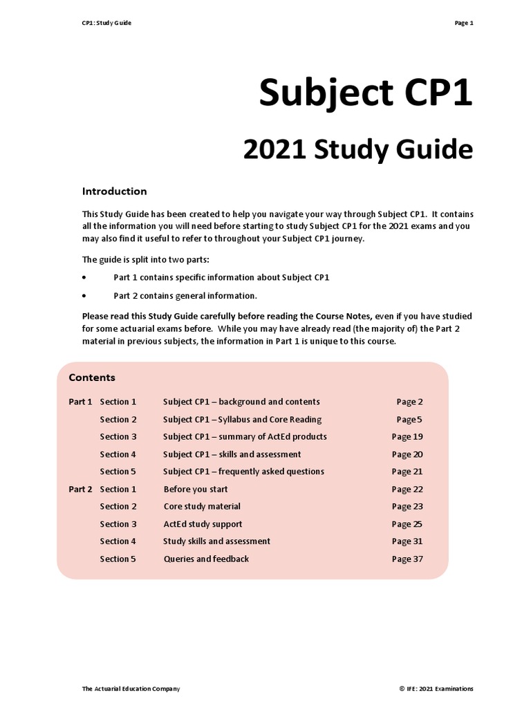 CP1 Study Guide 2021 | PDF | Risk | Valuation (Finance)