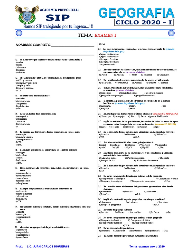 Examen de Geografía y Medio Ambiente | PDF | Entorno natural | Paisaje