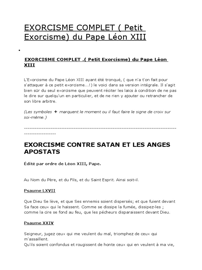 Petit Exorcisme de Léon XIII Complet | PDF | Jésus | Michel (archange)