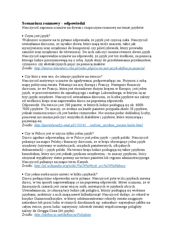 Scenariusz Rozmowy - Gesty | PDF