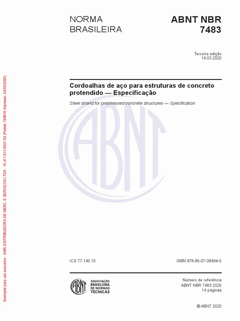 Abnt NR 7483 - Cord. de Aço 2020 | PDF | Aço | Materiais