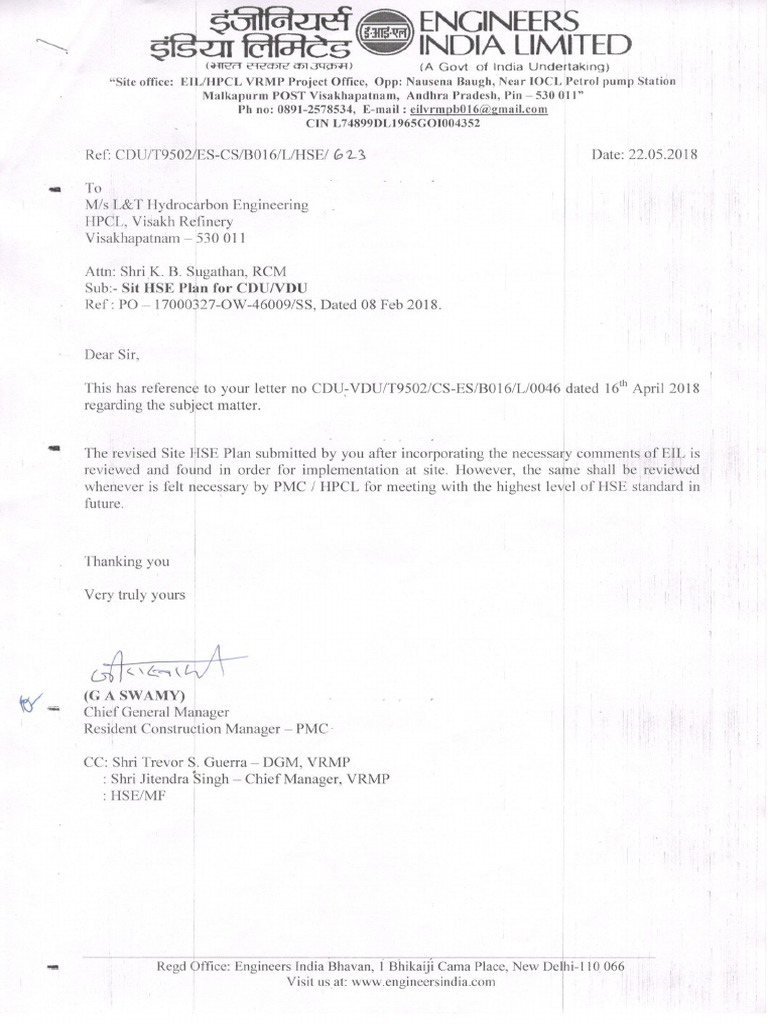 Approved Site Hse Plan (Cdu - Vdu) | PDF | Oil Refinery | Cracking ...