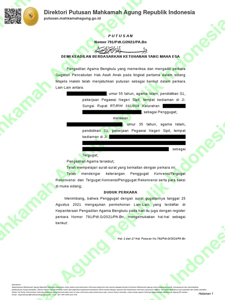 Putusan 791 PDT.G 2021 Pa - BN 20211111 | PDF