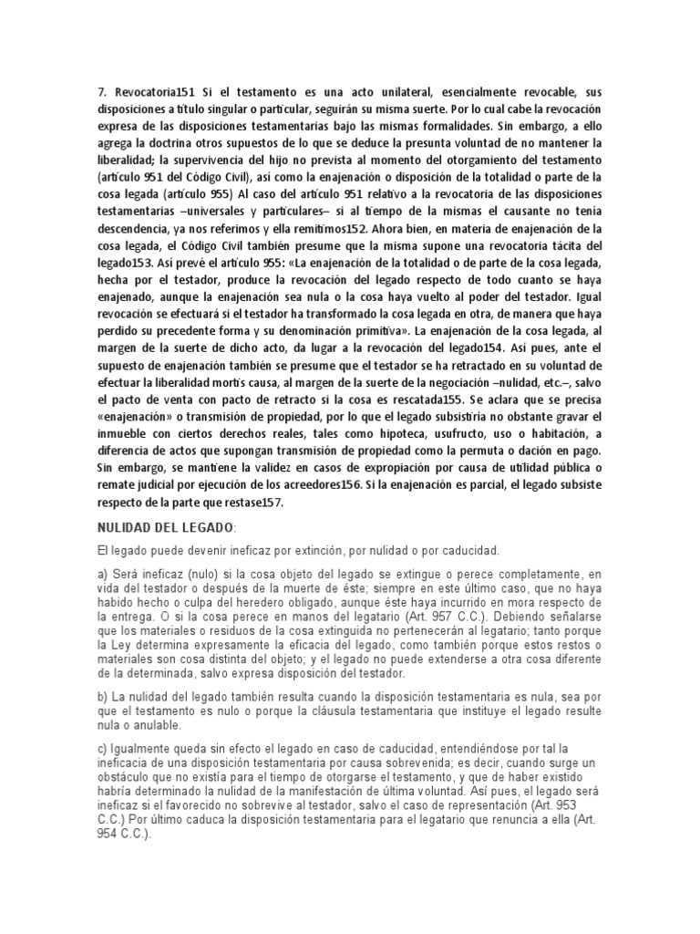 Revocatoria y nulidad del legado | PDF | Herencia | Legado