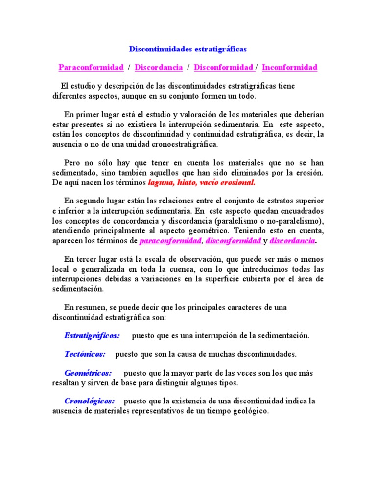 Discontinuidades Estratigráficas | PDF | Estrato | Geología