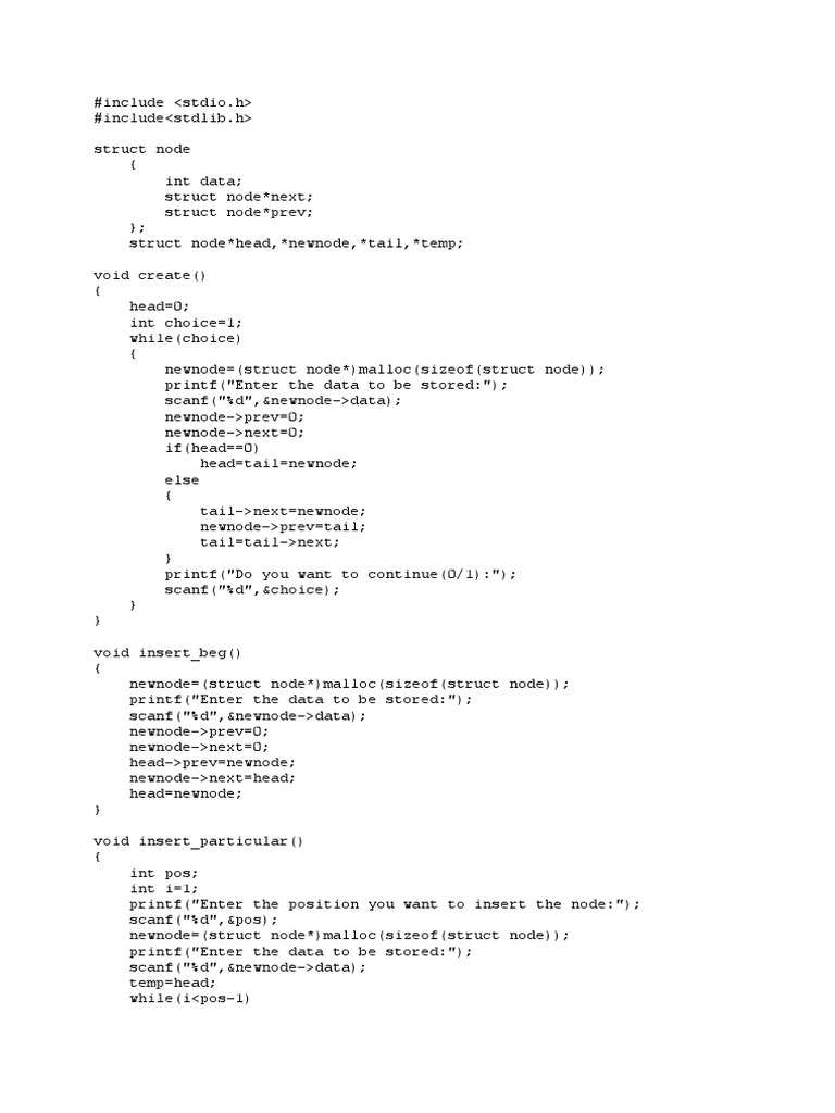 Implementation Of Doubly Linked List Pdf Object Oriented Programming C