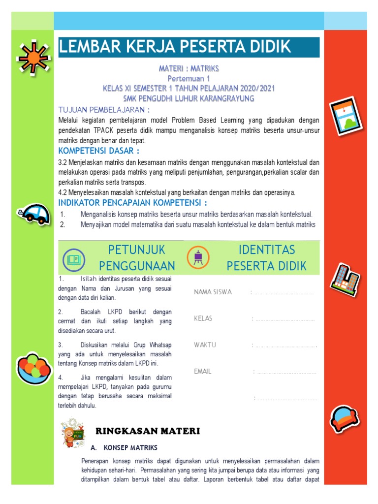LKPD Konsep Matriks | PDF