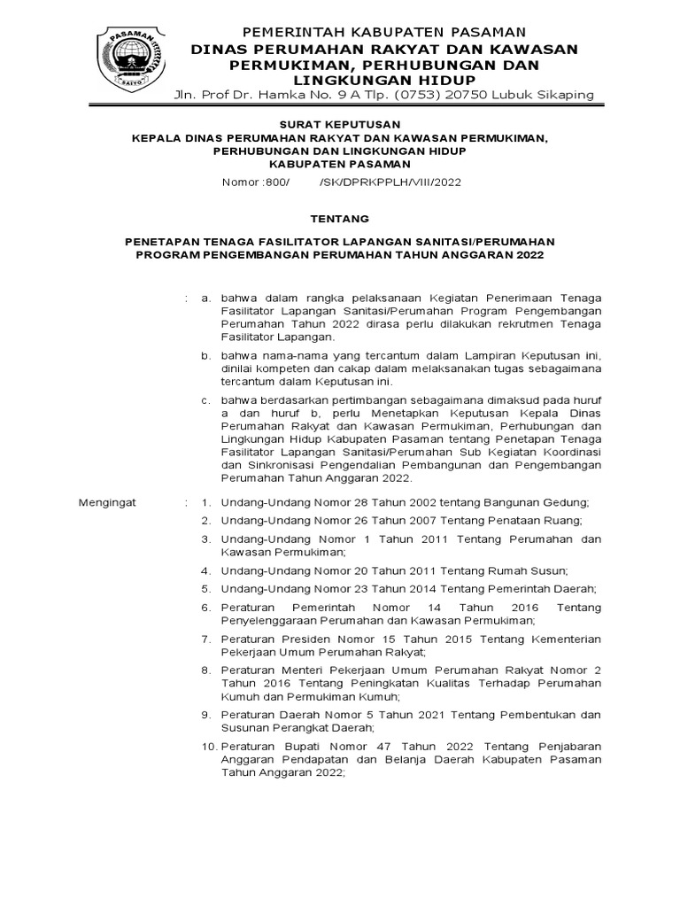 SK Perubahan TFL | PDF