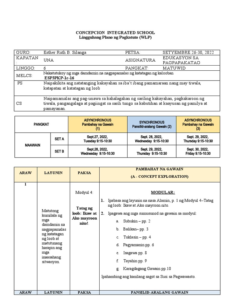 WLP Esp3 Q1 W6 | PDF