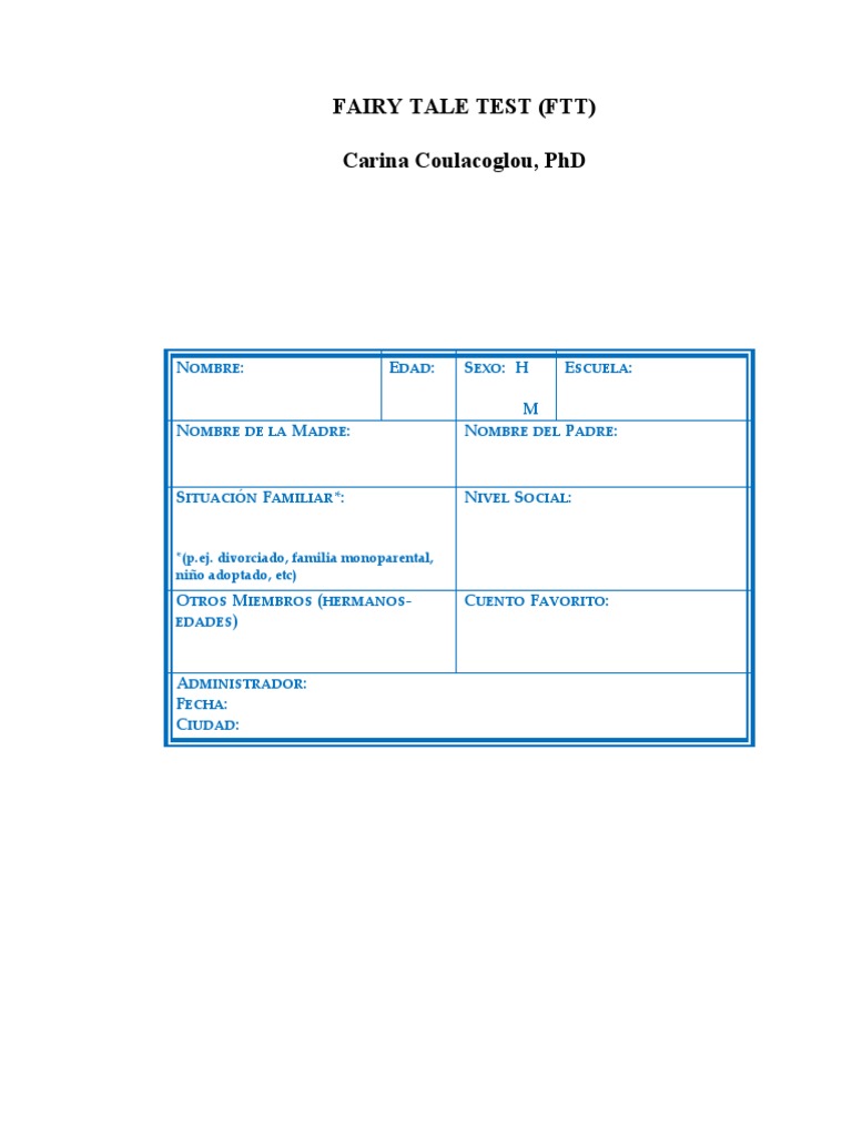 Test de Cuentos de Hadas (FTT) | PDF | Blanco como la nieve