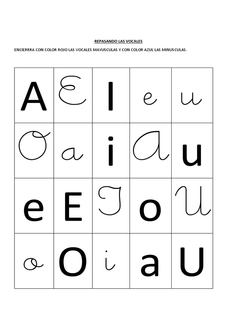 Guia Mayusculas y Minusculas Vocales PDF | PDF | Artes del Lenguaje y ...