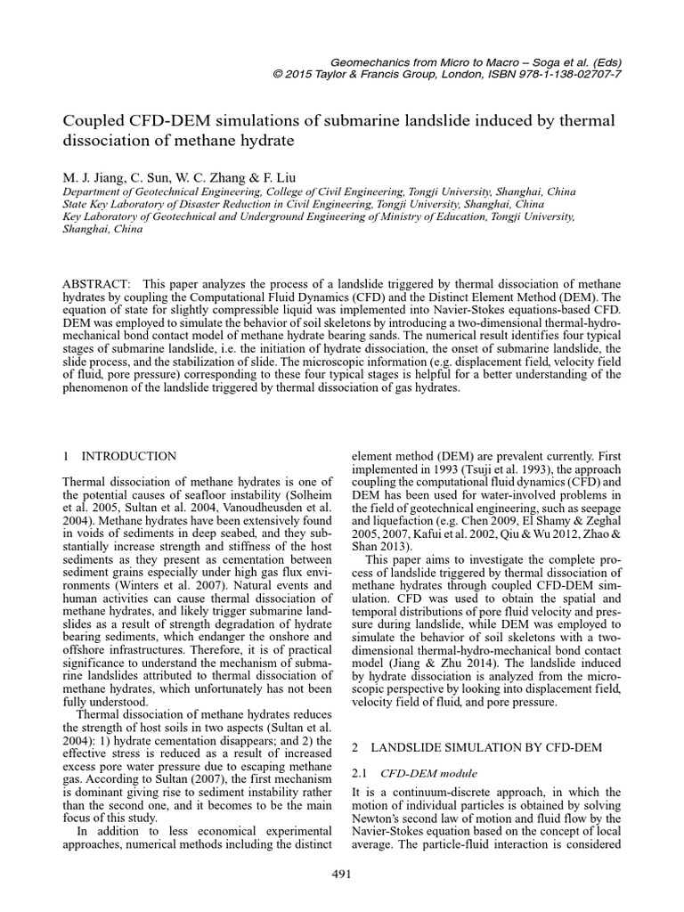 Coupled CFD-DEM Simulations of Submarine Landslide Induced by Thermal ...