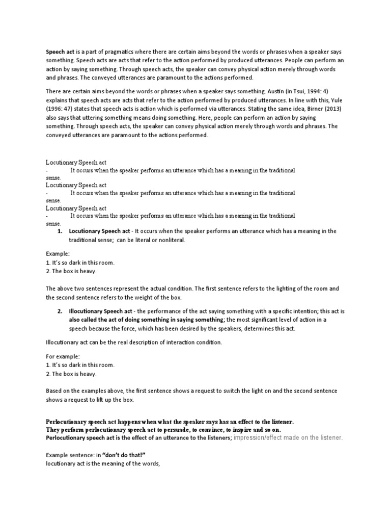 SPCH Acts | PDF | Linguistics | Cognitive Science