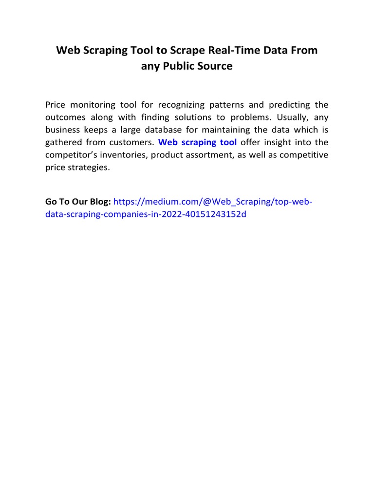 Web Scraping Tool To Scrape Real-Time Data From Any Public Source | PDF | Data Management ...