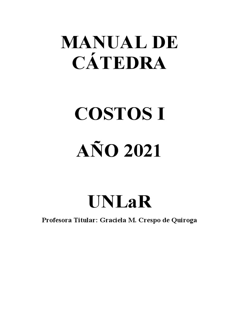 Costos I - Unidad 1 | PDF | Contabilidad | Costo