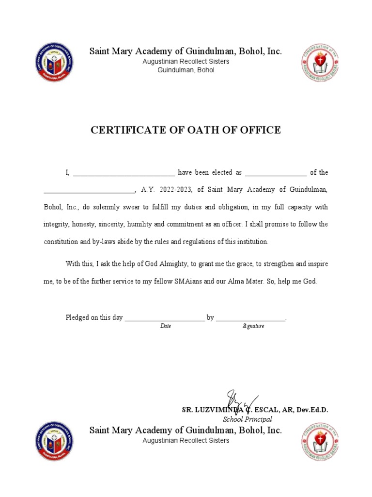 Oath Taking | PDF | Oath Of Office | Justice