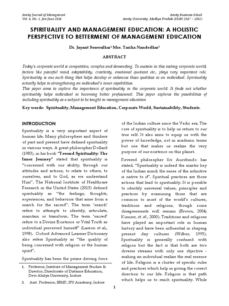 Spirituality and Management Education | PDF