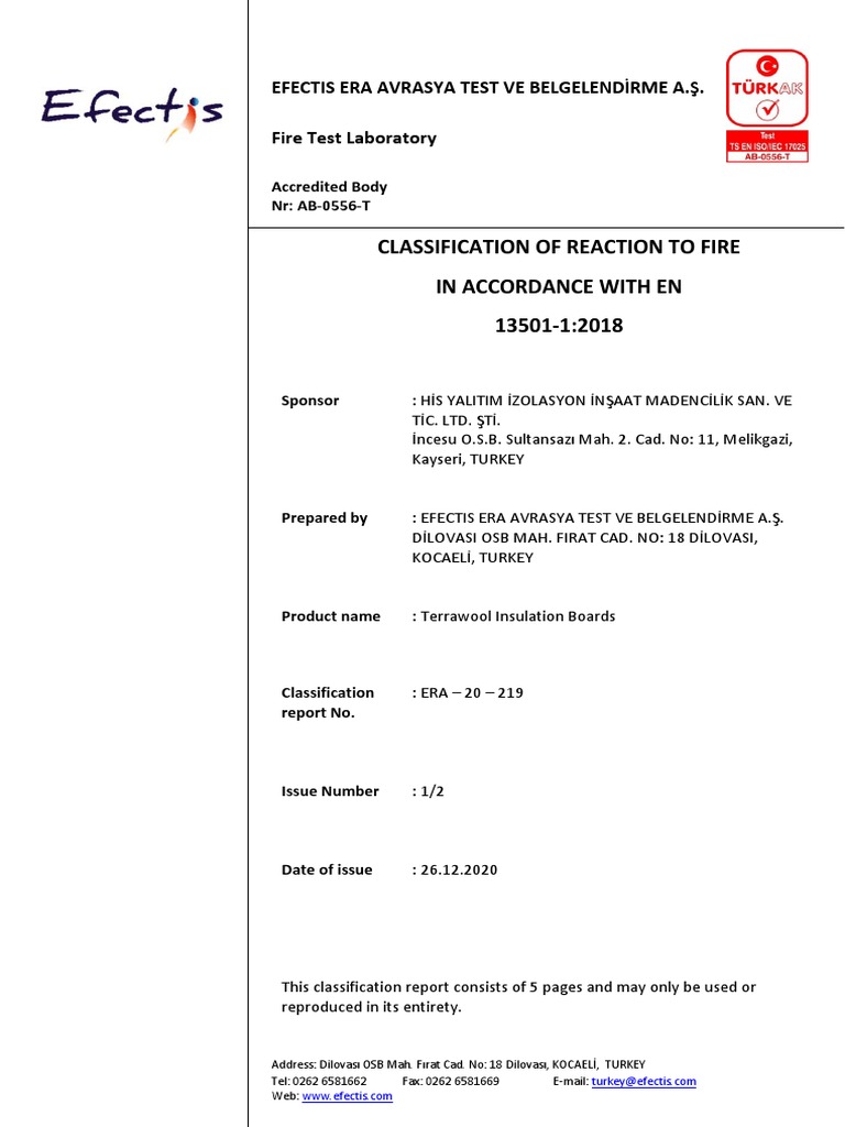 Classification of Reaction To Fire | Download Free PDF | Materials | Building Engineering