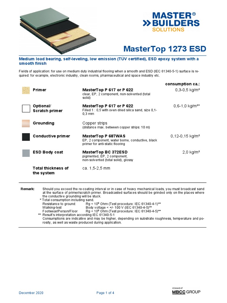 BASF MasterTop 1273 ESD EN | PDF | Electrostatic Discharge | Electrical ...