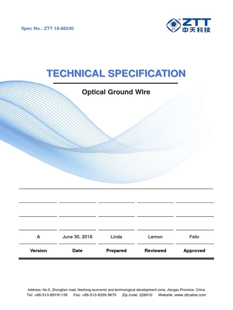OPGW | PDF | Optical Fiber | Specification (Technical Standard)