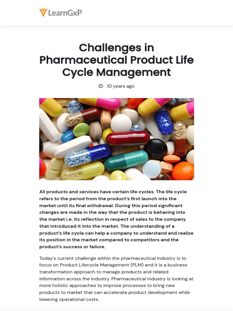Challenges in Pharmaceutical Product Life Cycle Management - LearnGxP - Accredited Online Life ...