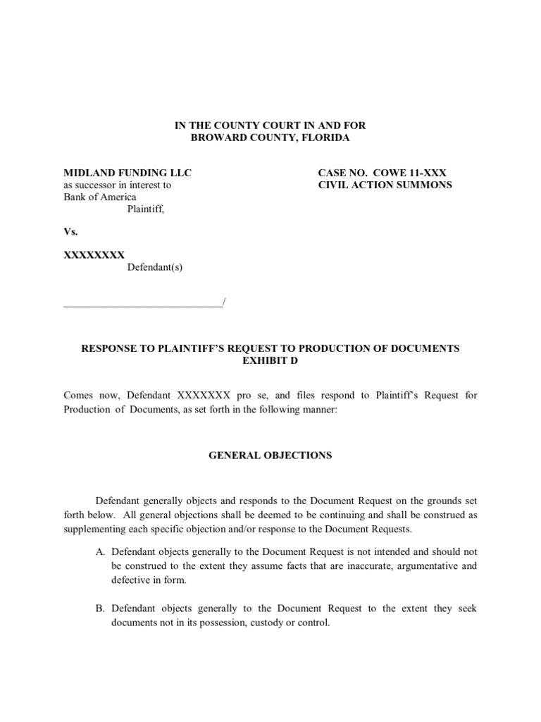 Objection To Request For Production - Scribd