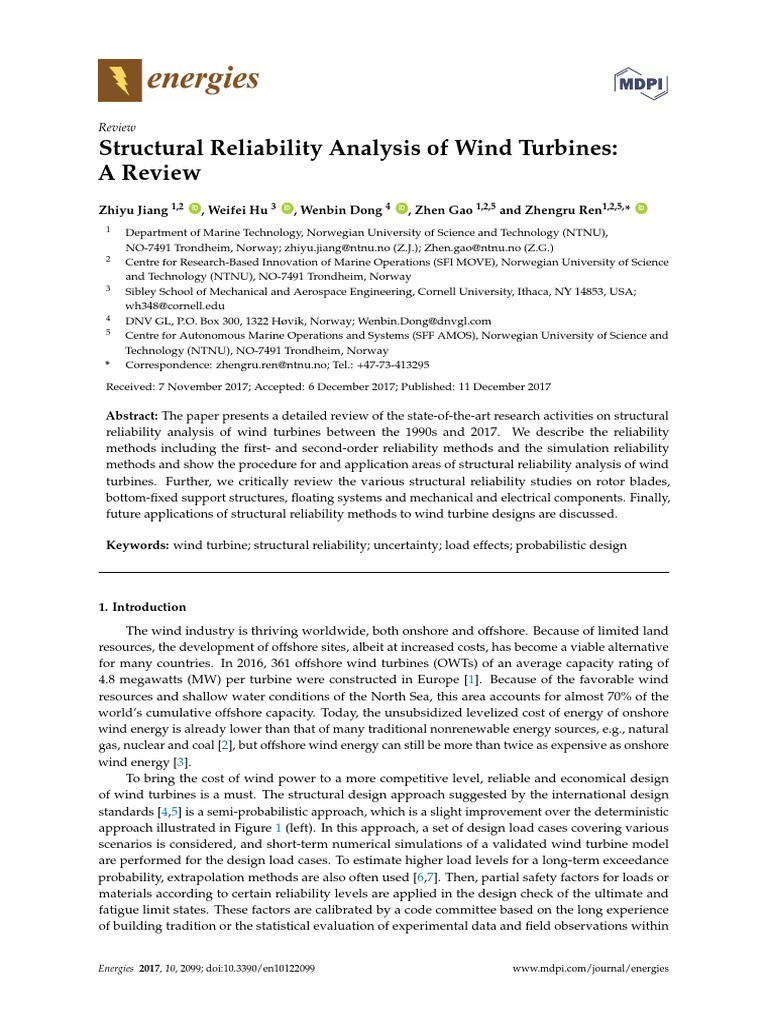 Structural Reliability Analysis Of Wind Turbines Pdf Reliability Engineering Fatigue