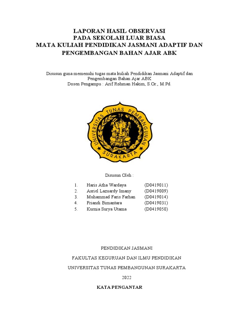 TUGAS UAS PENJAS ADAPTIF & ABK Haris (D0419011), Asriel (D0419009), M.Faris (D0419014), Friandi ...