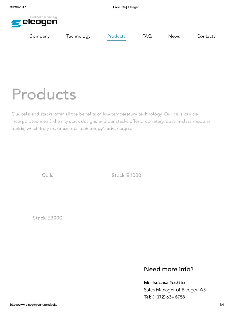 Products - Elcogen | PDF