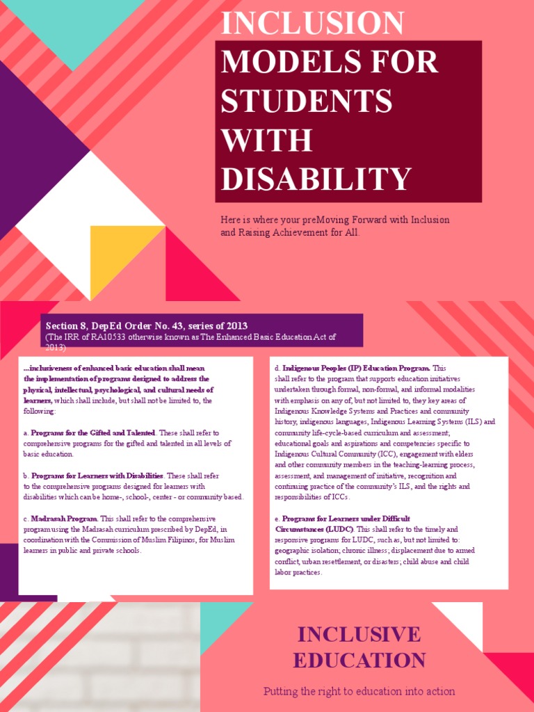 Inclusion Models For Students With Disability | PDF | Behavioural Sciences | Psychological Concepts