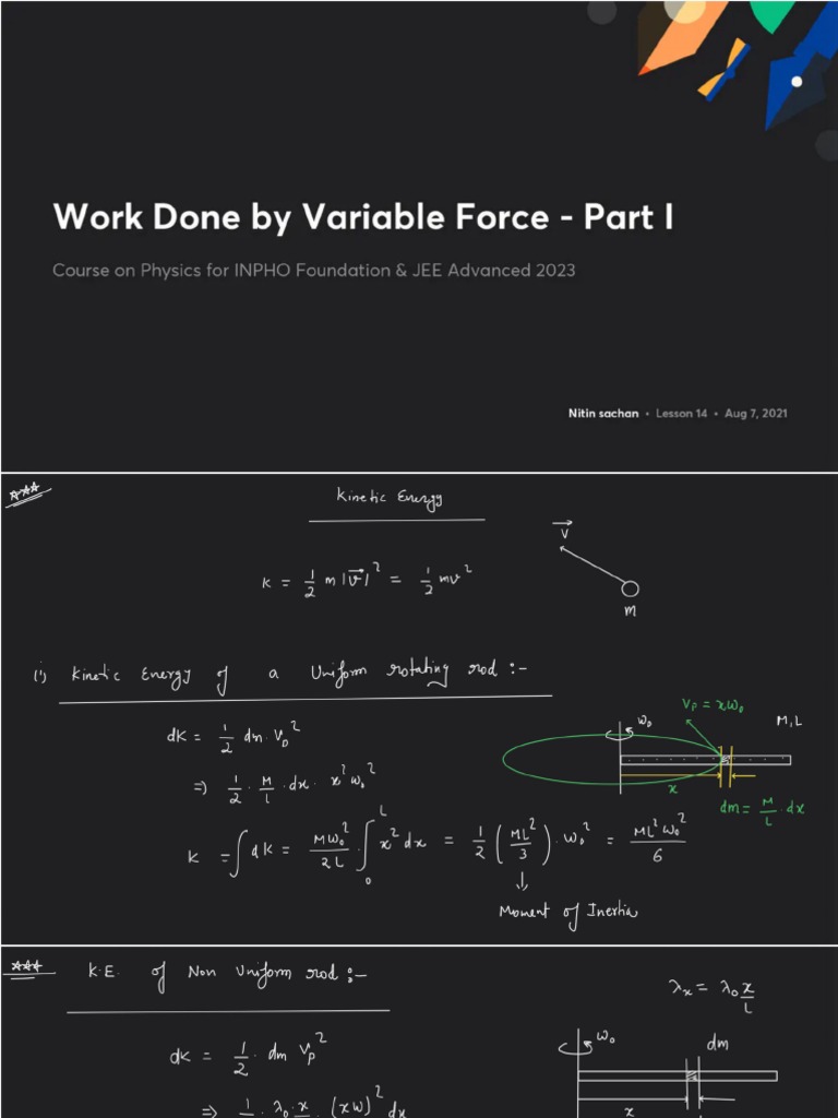 Work Done by Variable Force Part I With Anno | PDF
