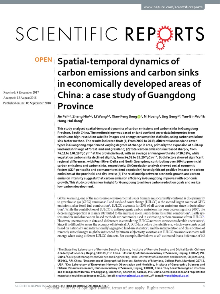 Spatial Temporal Dynamics Of Carbon Emissions And Pdf Economic Growth Carbon Sink