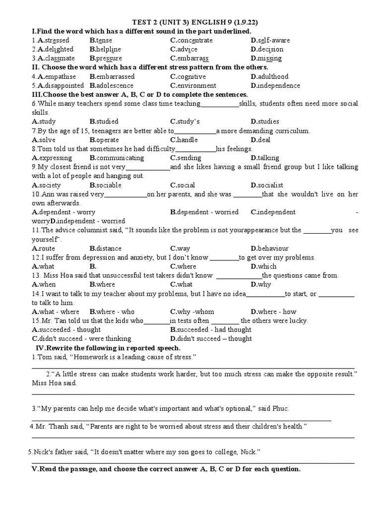 Test 2 Unit 3 English 9 1.9.22 | PDF