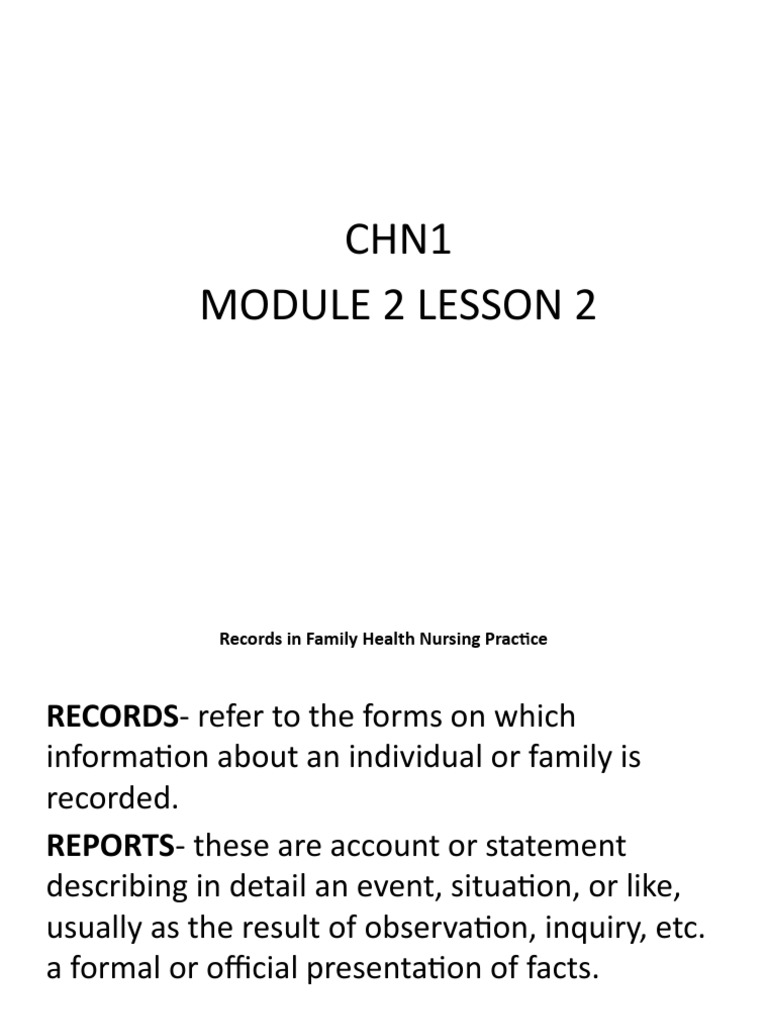 CHN1 M2L2 | PDF | Patient | Nursing