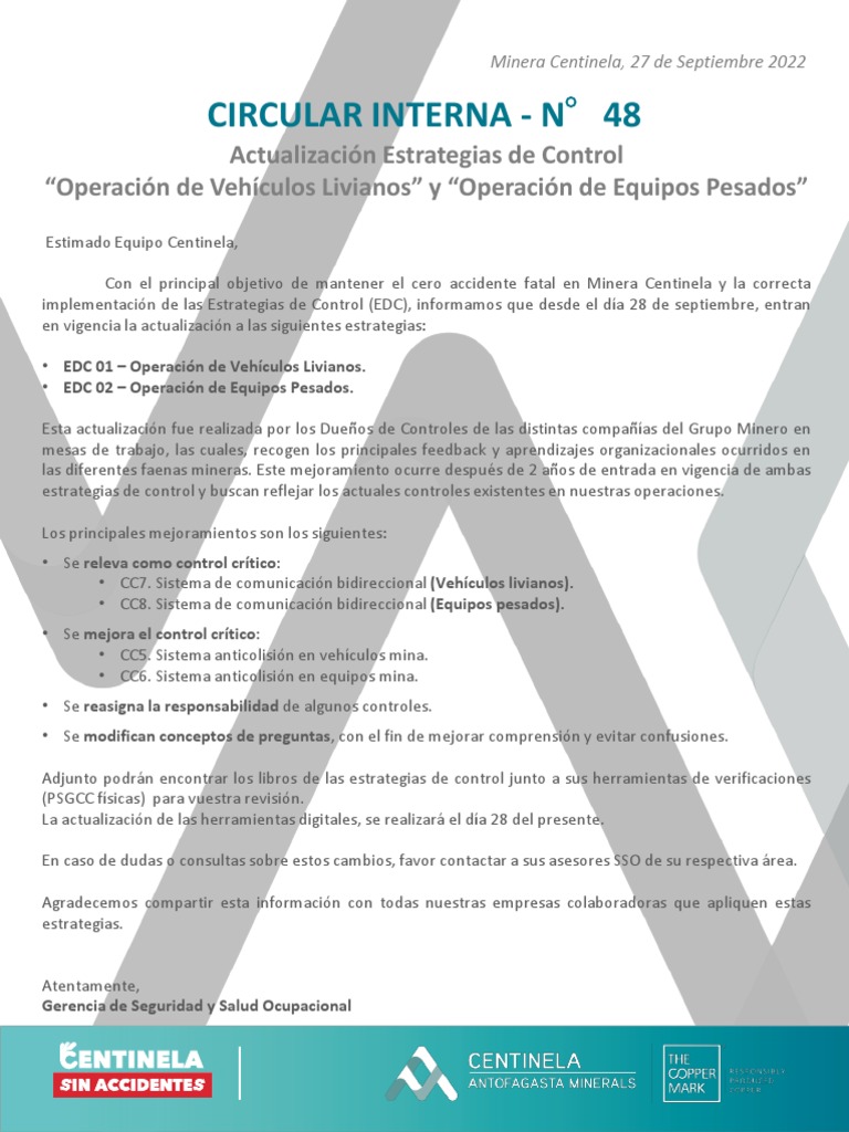 Circular Interna 48 - Actualización EdC 1 y 2 - 221006 - 163353 | PDF